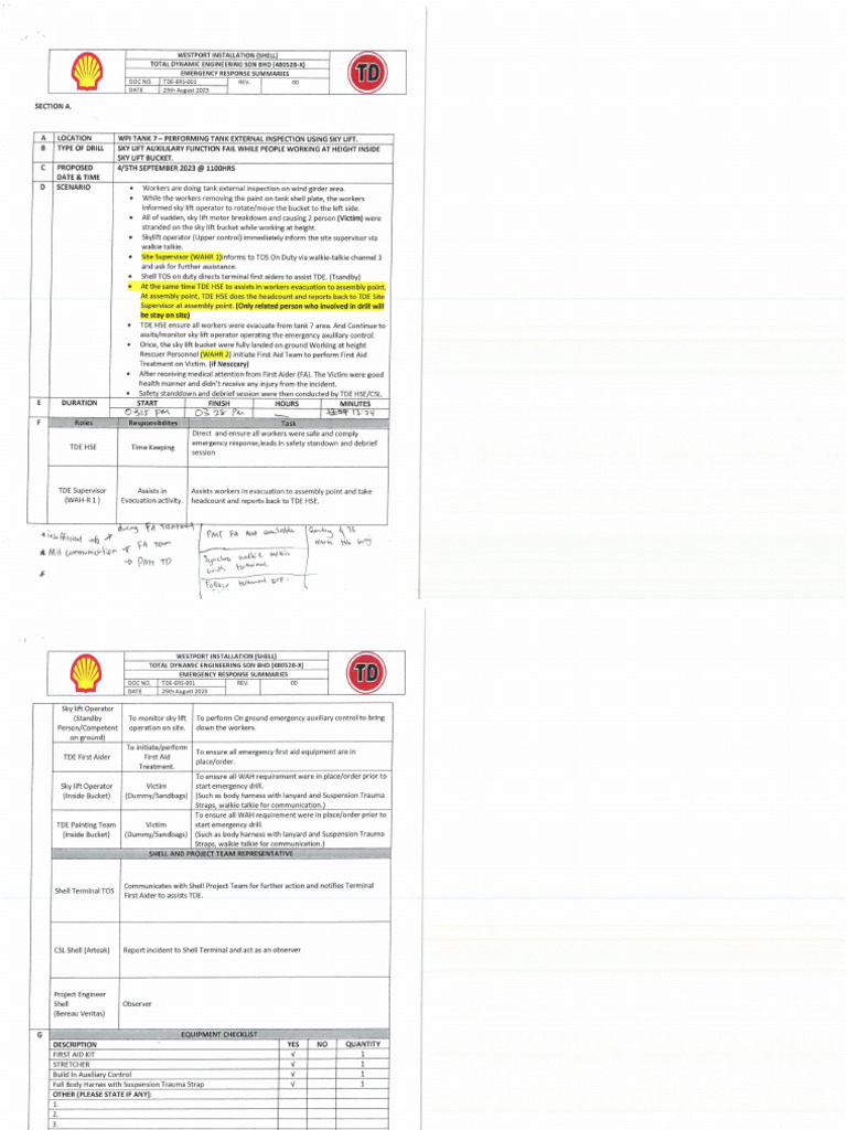 Emergency Drill Scenario Pdf