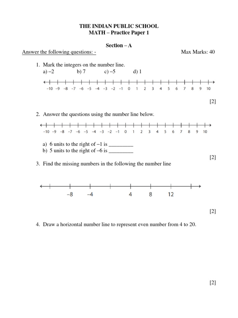Math - Practic Paper 1 | PDF | Numbers | Elementary Mathematics