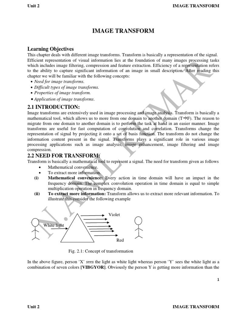 Image Transform: Learning Objectives | PDF | Matrix (Mathematics ...