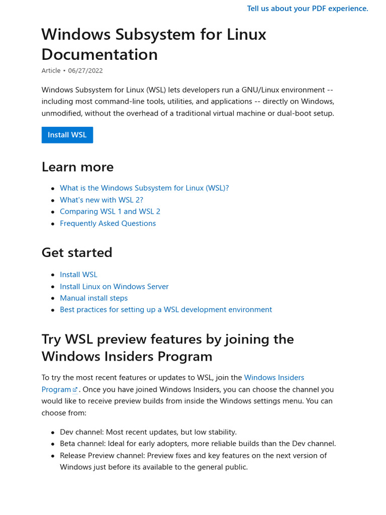WSL 2 Overview and Installation Guide | PDF | Linux Distribution ...