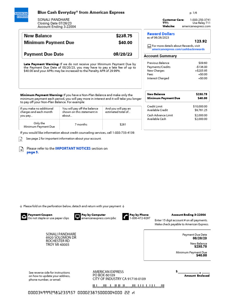 Creditcard Statement | PDF | Credit Card | Cheque