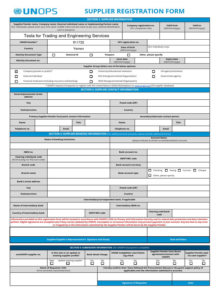 Supplier Registration Form 2021 - EN | PDF | Non Governmental ...