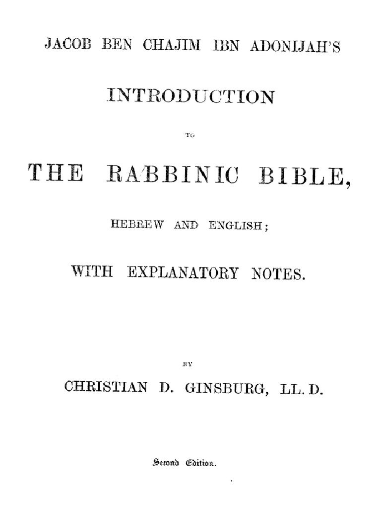 Introduction To The Rabbinic Bible | PDF