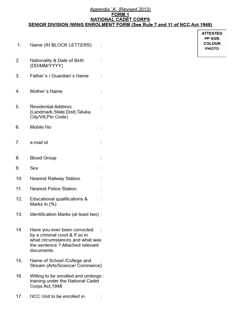 New Enrolment Form SDJD | PDF | Military Education And Training ...