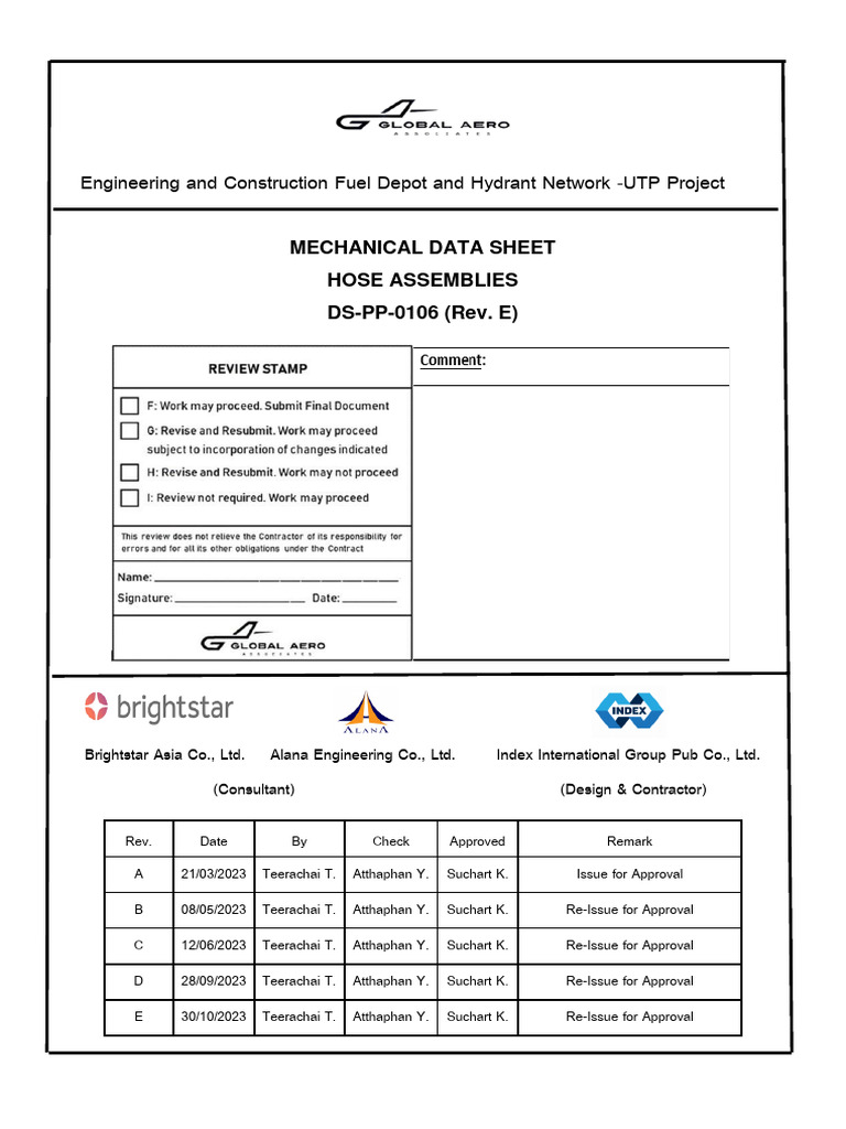 Ds-pp-0106 - Mechanical Data Sheet For Hose Assemblies (Rev.e) - 30!10!2023 | PDF | Valve | Pipe ...