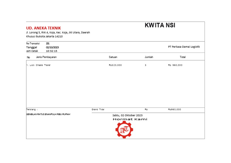contoh-kwitansi-UD ANEKA TEKNIK | PDF