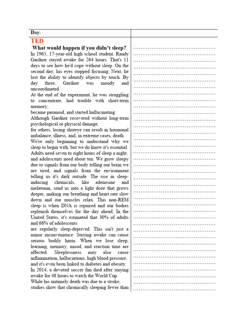 What Would Happen If You Didn't Sleep | PDF | Sleep | Insomnia