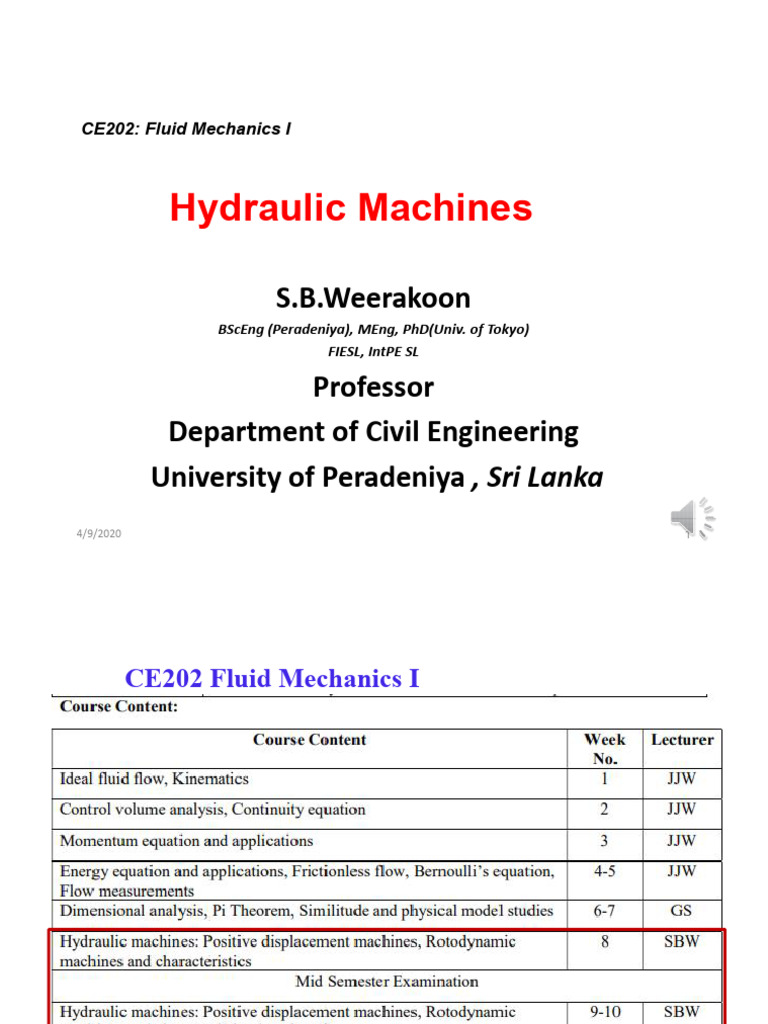 CE202 2020 HM Part I Slides | PDF | Pump | Turbine
