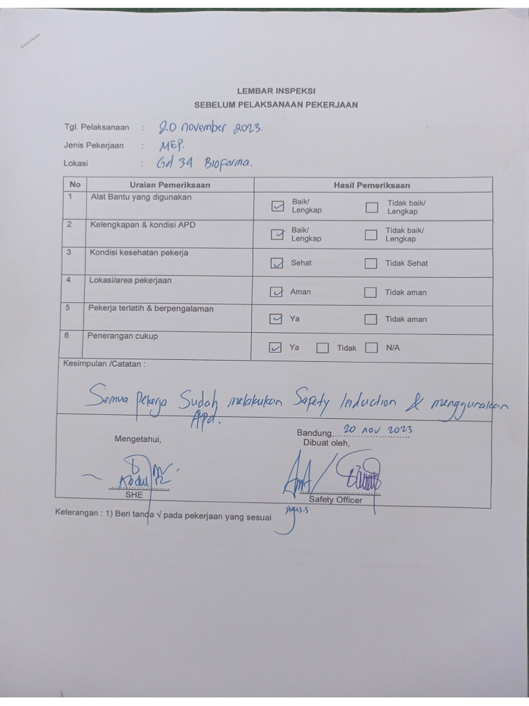 Permit To Work Proyek Wika Gedung 34 | PDF