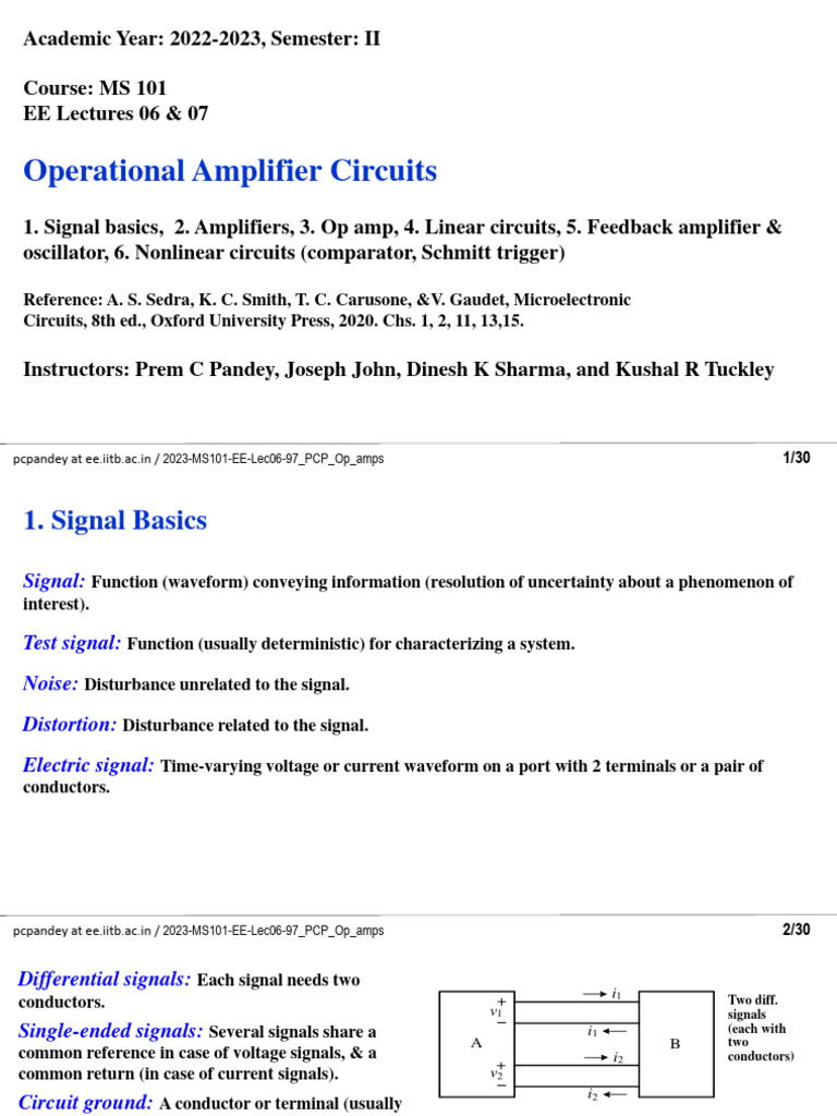 2023 MS101 EE Lec06 07 - PCP - Op - Amps - Rev3a Apr03 | PDF | Amplifier | Operational Amplifier