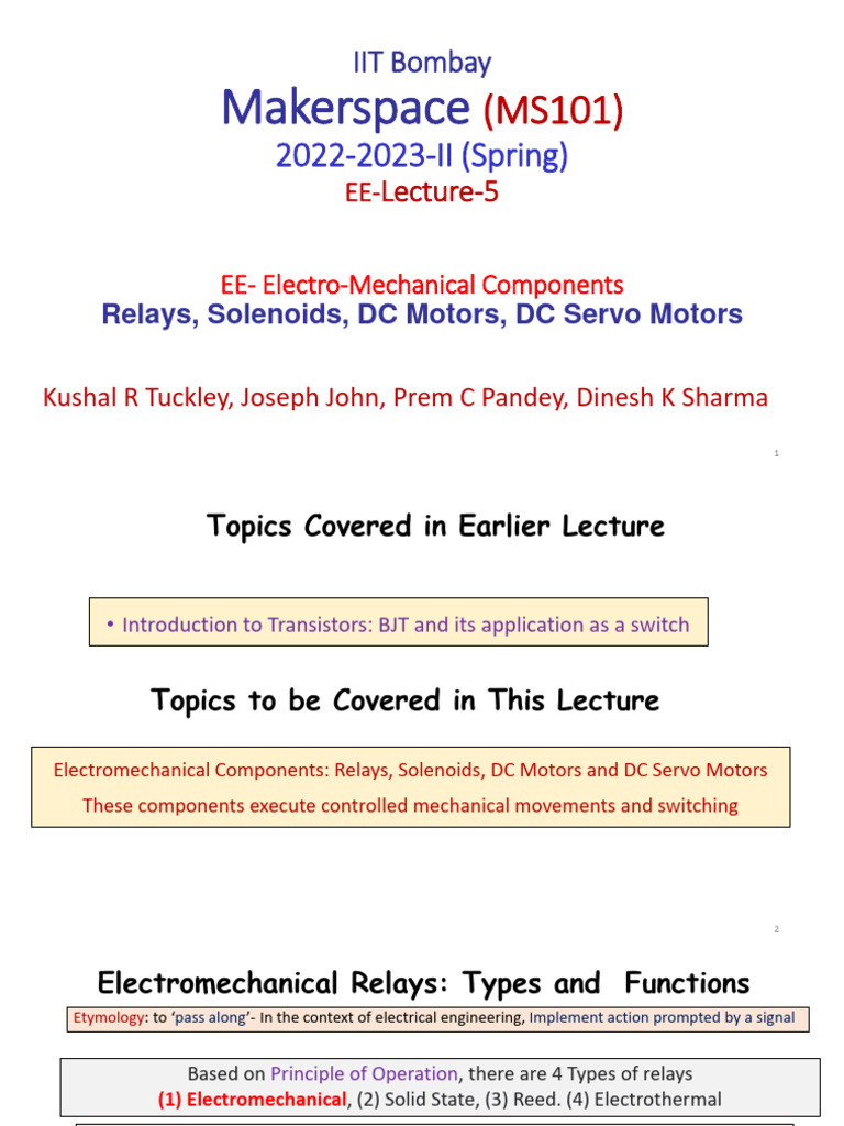 2023 MS101 EE Lec05 KT Electro Mech Ver Mar24 | PDF | Electric Motor | Servomechanism