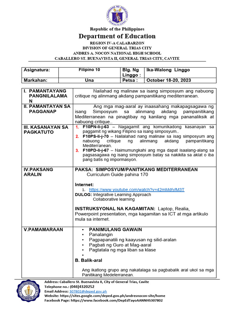 DLP FIL 10 Octpber 18-20 Simposyum | PDF