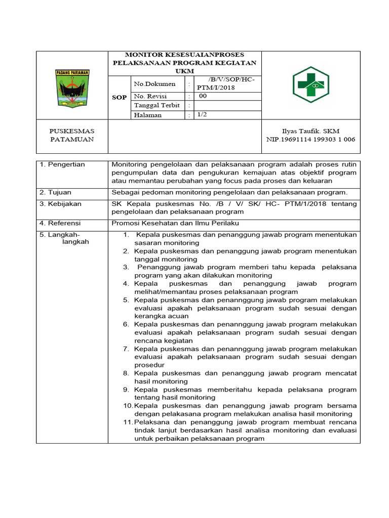 5.6.1.1 Monitoring Kesesuian Proses Pelaksanaan Program | PDF