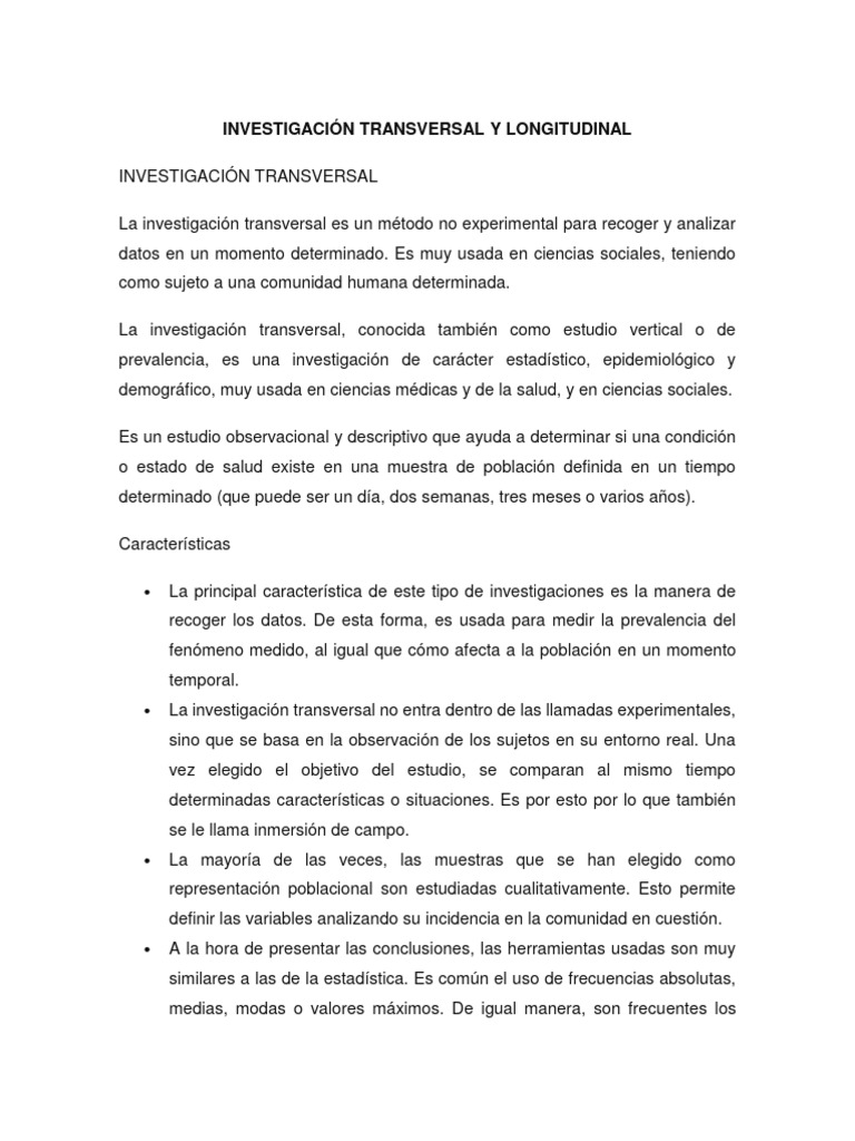 Investigación Transversal y Longitudinal | PDF | Estadísticas | Hora