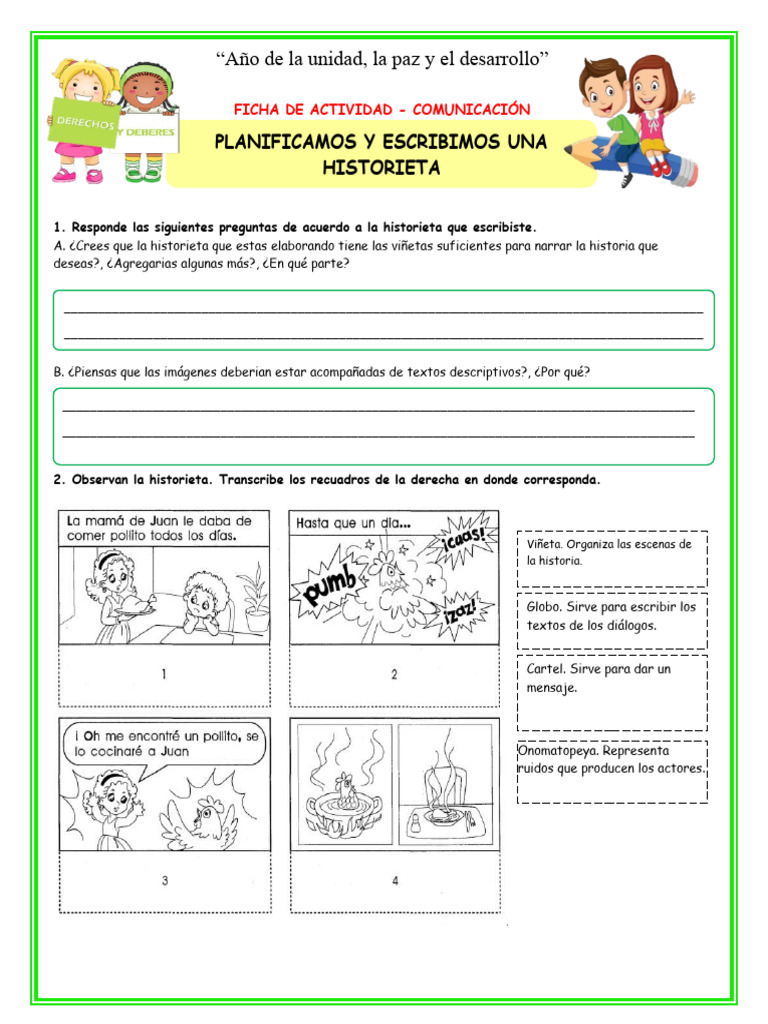 Planificación de una historieta escolar | PDF | Cómics