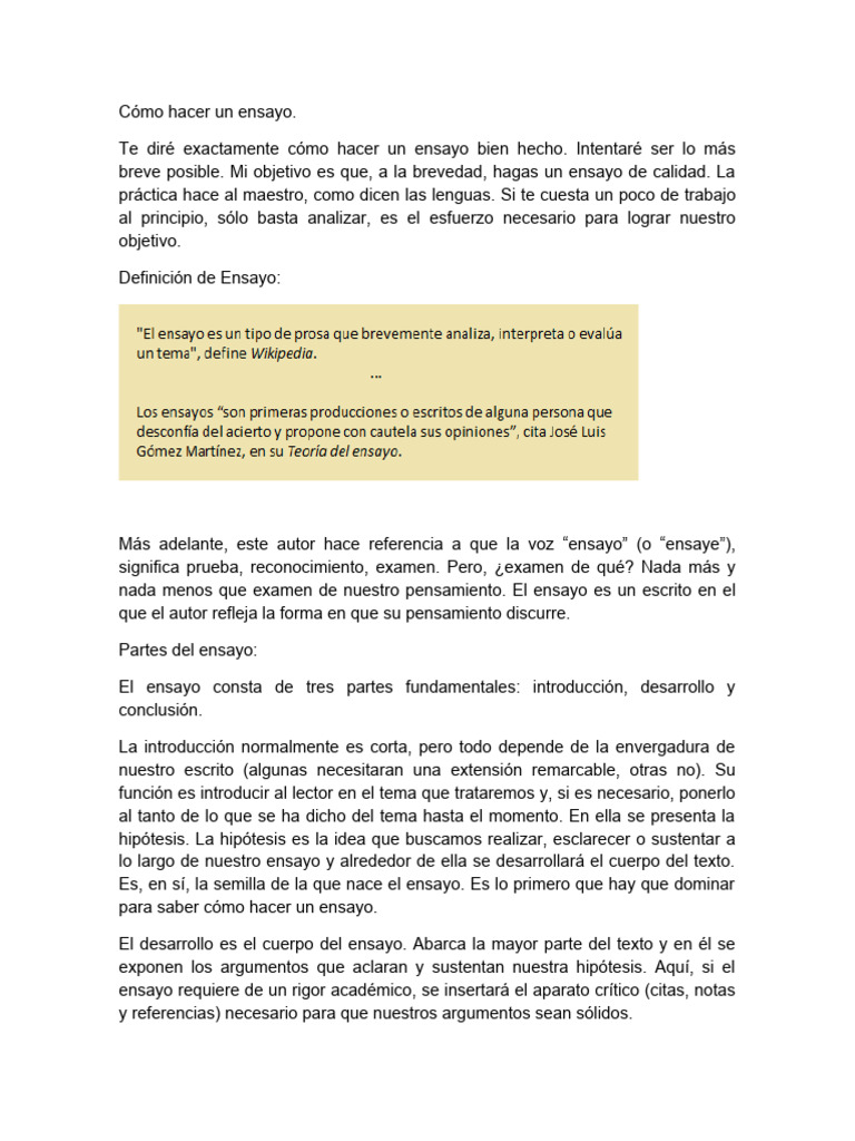 Cómo Hacer Un Ensayo | PDF | Ensayos