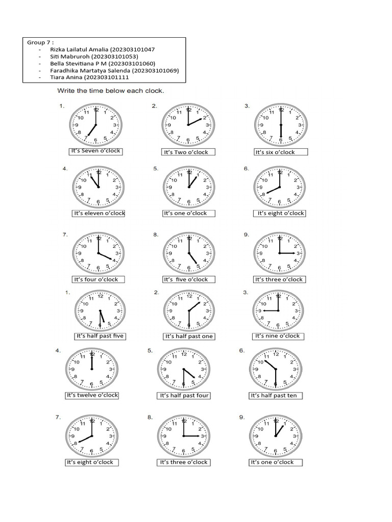 Quiz Telling Time | PDF