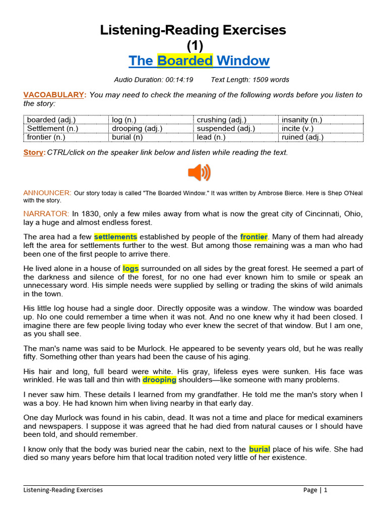 1 - The Boarded Window | PDF