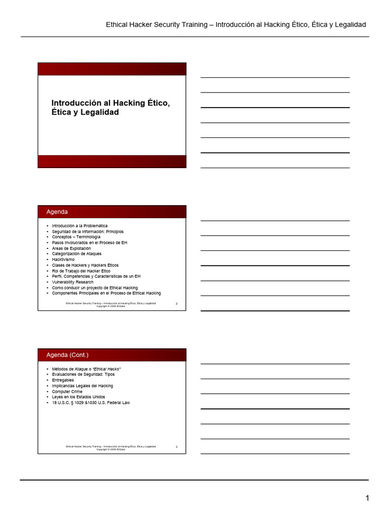 01A - Introduccion Al Hacking Etico, Etica y Legalidad v1 | PDF | Seguridad | La seguridad ...