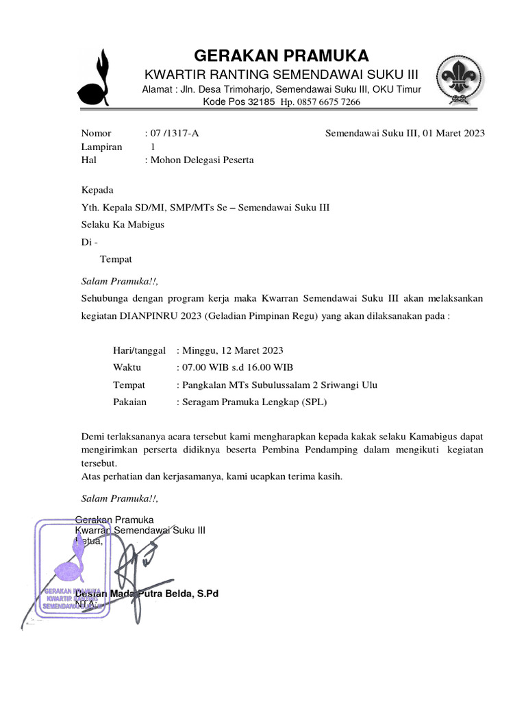 Surat Delegasi Peserta | PDF