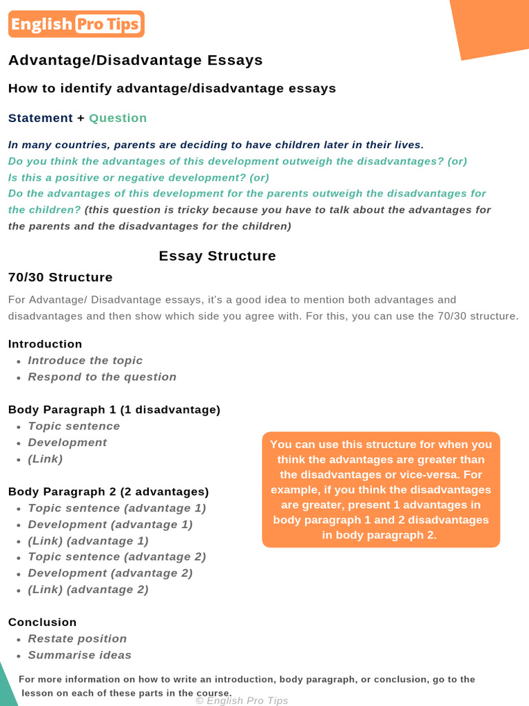 How To Write Advantage - Disadvantage Essays | PDF | Psychology ...