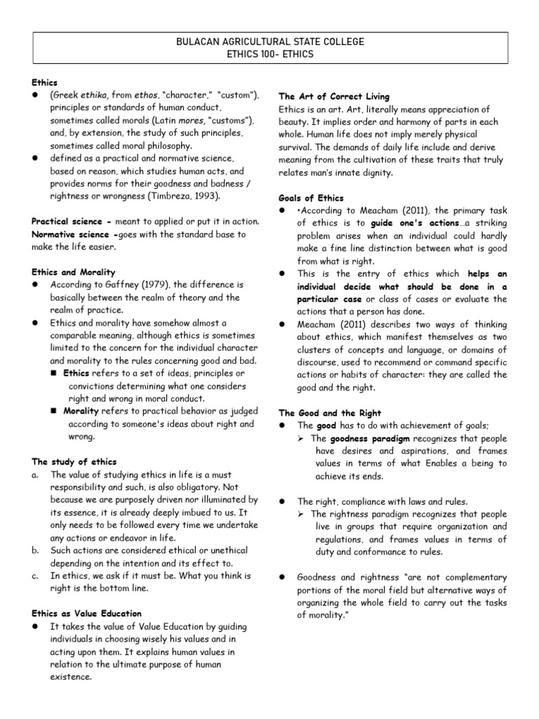 Lesson 1 Ethics Download Free Pdf Intention Morality