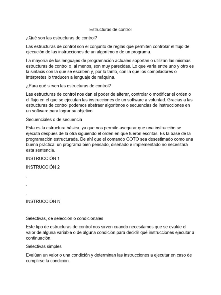 Estructuras de Control | PDF | Flujo de control | Lenguaje de programación