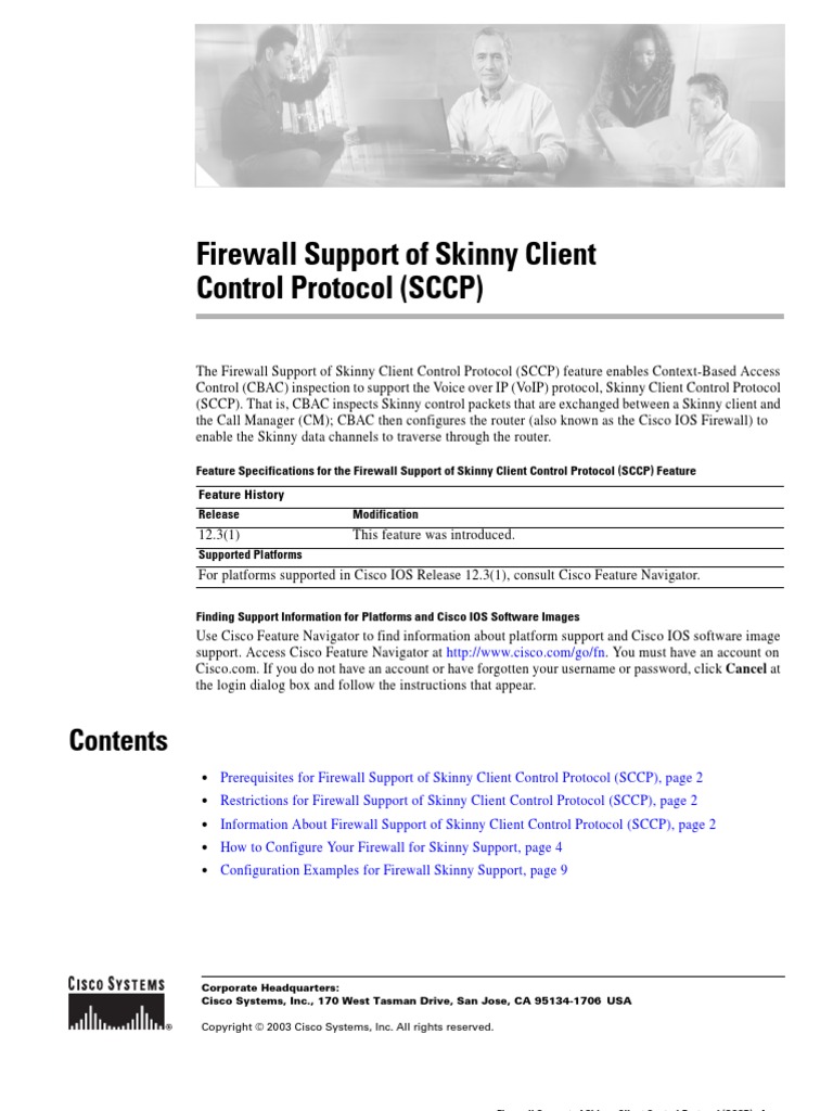Firewall Support of Skinny Client Control Protocol (SCCP) | PDF | Firewall (Computing ...