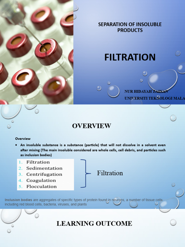 Filtration Techniques for Insoluble Products | PDF | Filtration ...