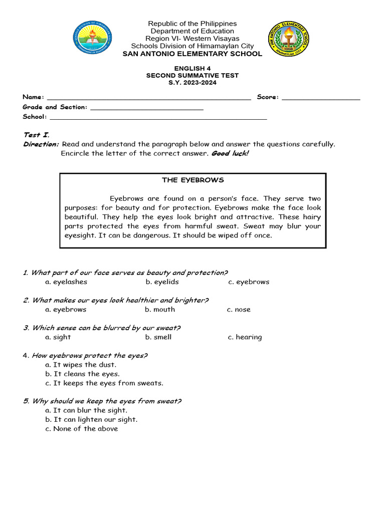 2nd Summative Test | PDF