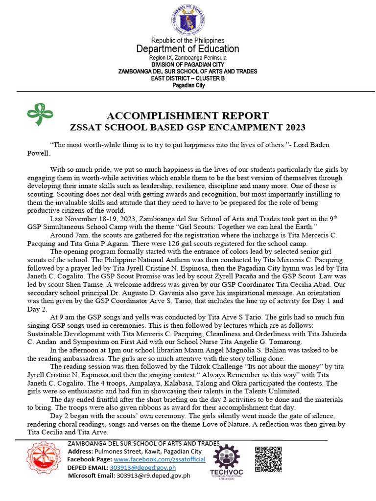 Accomplishment Report | PDF