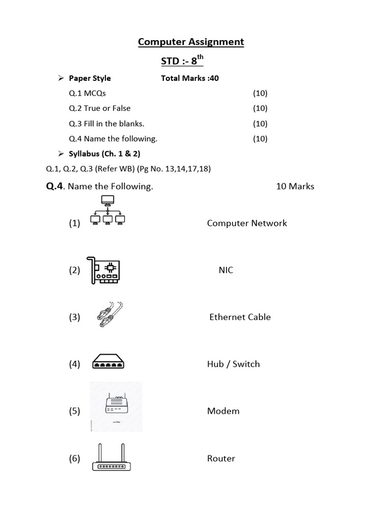 8th Computer Assignment | PDF | Computer Network | Network Topology