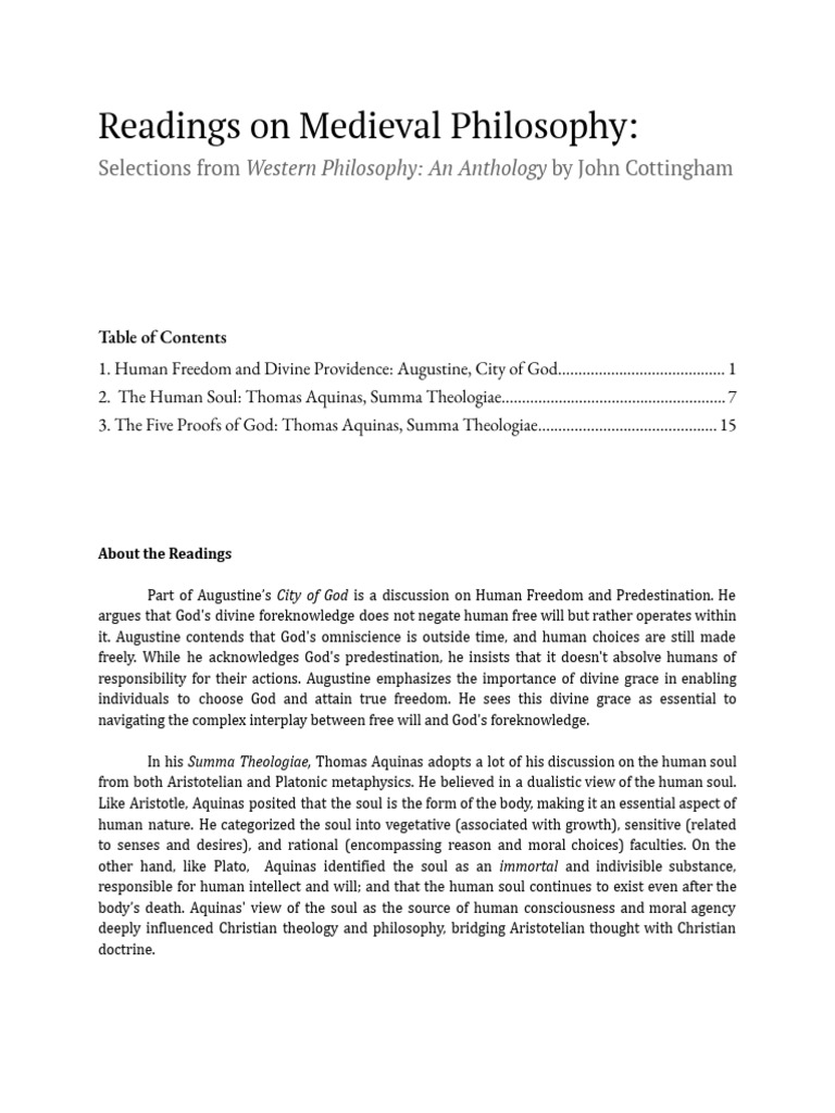 Readings On Medieval Philosophy | PDF | Thomas Aquinas | Soul