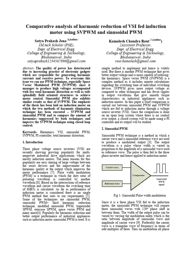 Comparative Analysis of Harmonic Reduction of VSI Fed Induction Motor ...