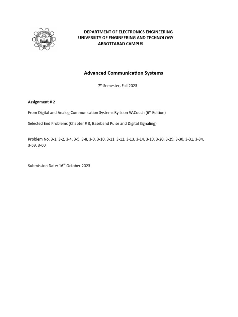 Acs, Assignment 2, Fall 23 | PDF