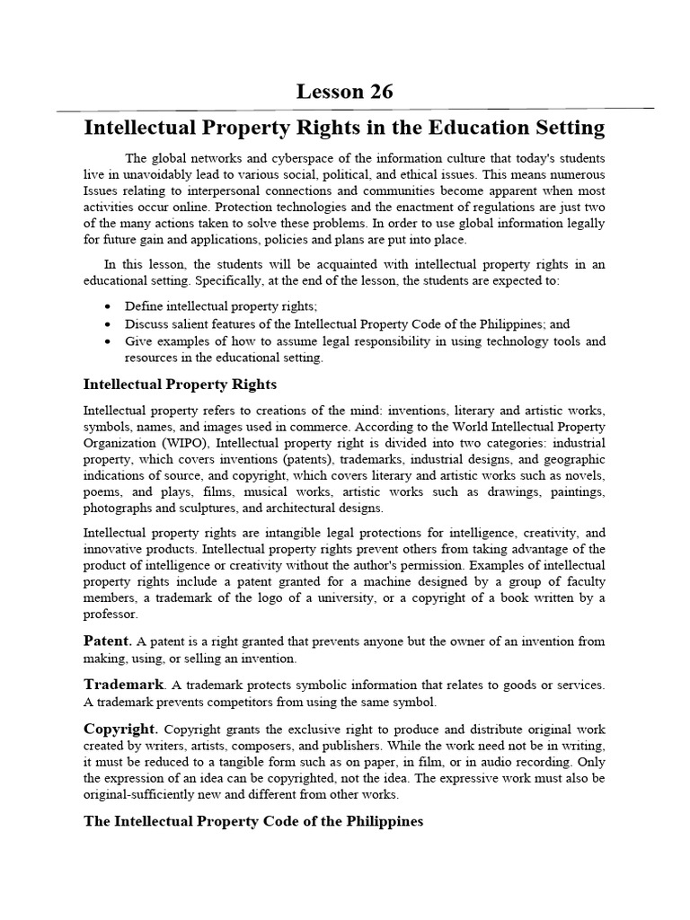 Intellectual Property in Education | PDF | Intellectual Property ...