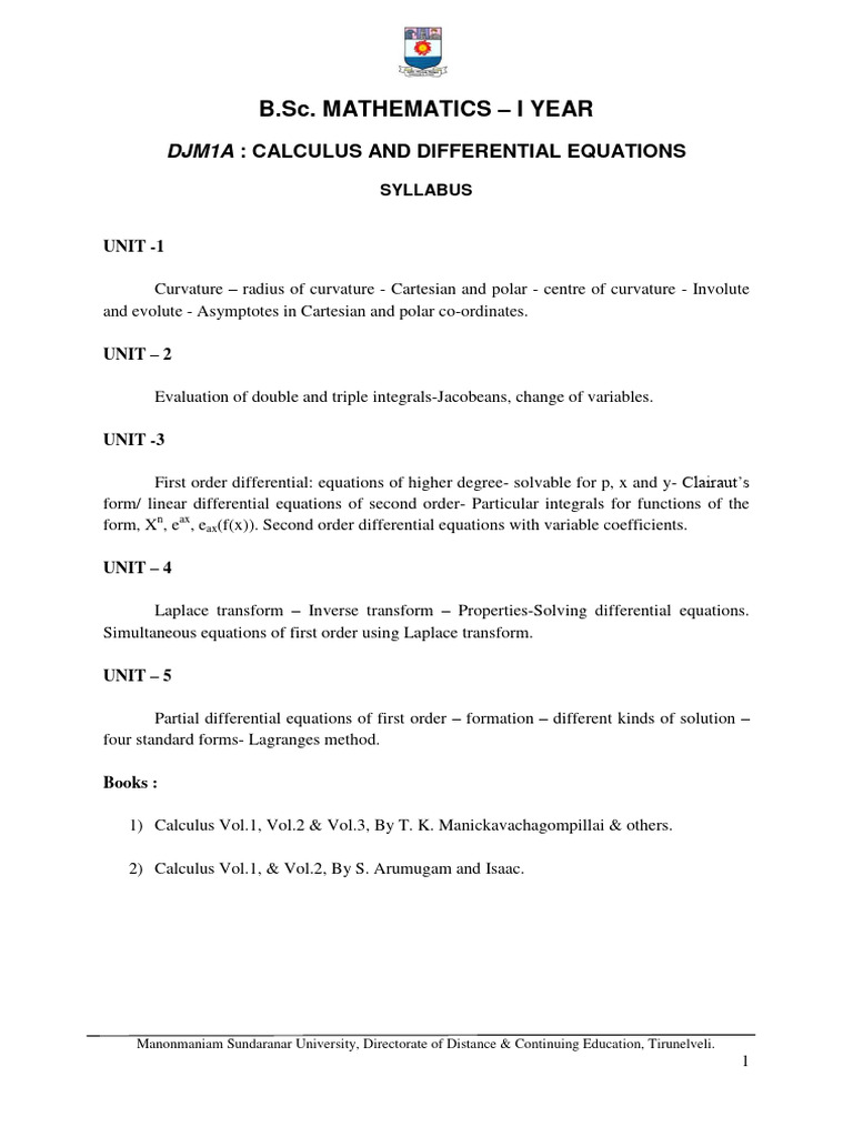 Calculis and Diff Eqn | PDF | Curvature | Equations