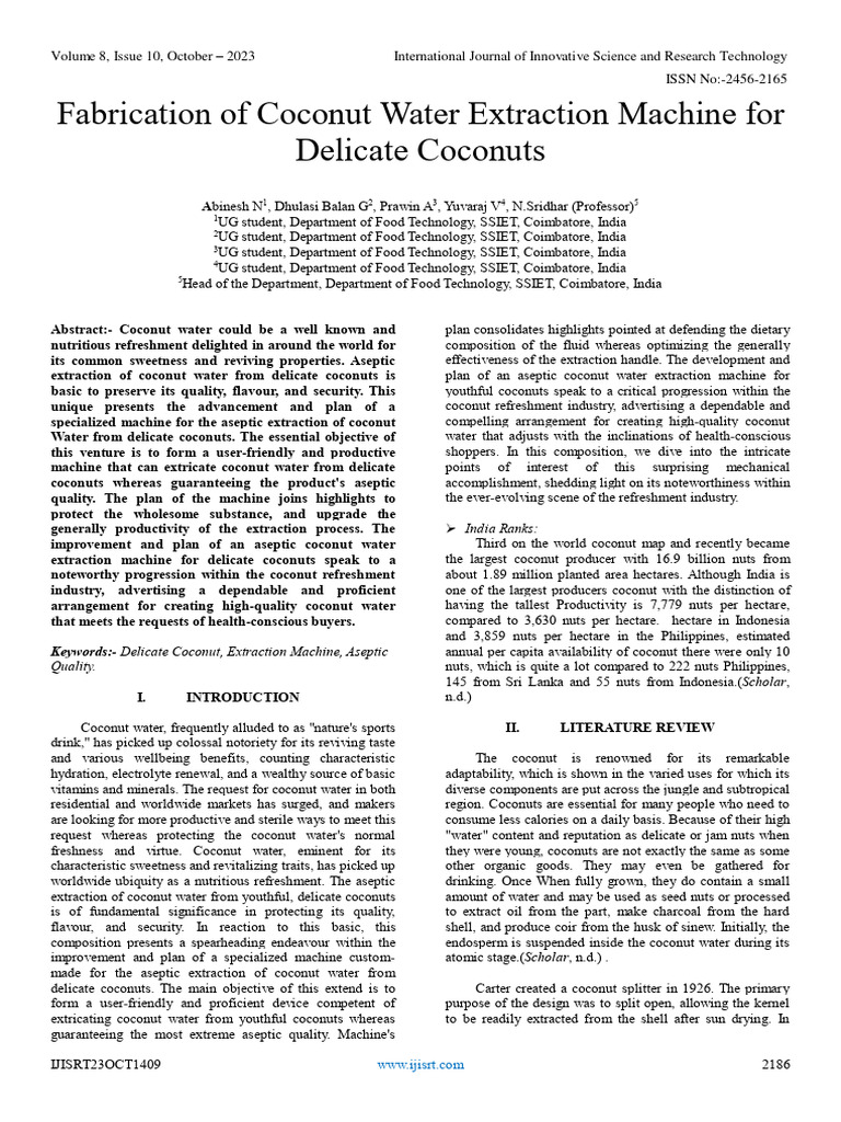 Coconut Water Extraction Tech | PDF | Filtration | Water