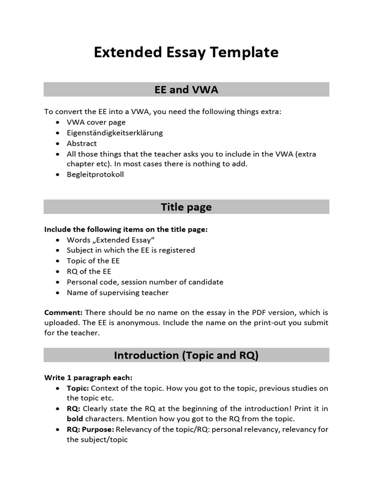 Extended Essay Template | Download Free PDF | Essays | Knowledge