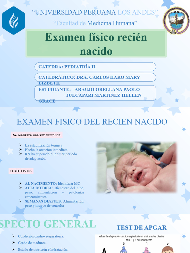 Examen Fisico Recien Nacido | PDF | Medicina CLINICA | Enfermedades y trastornos