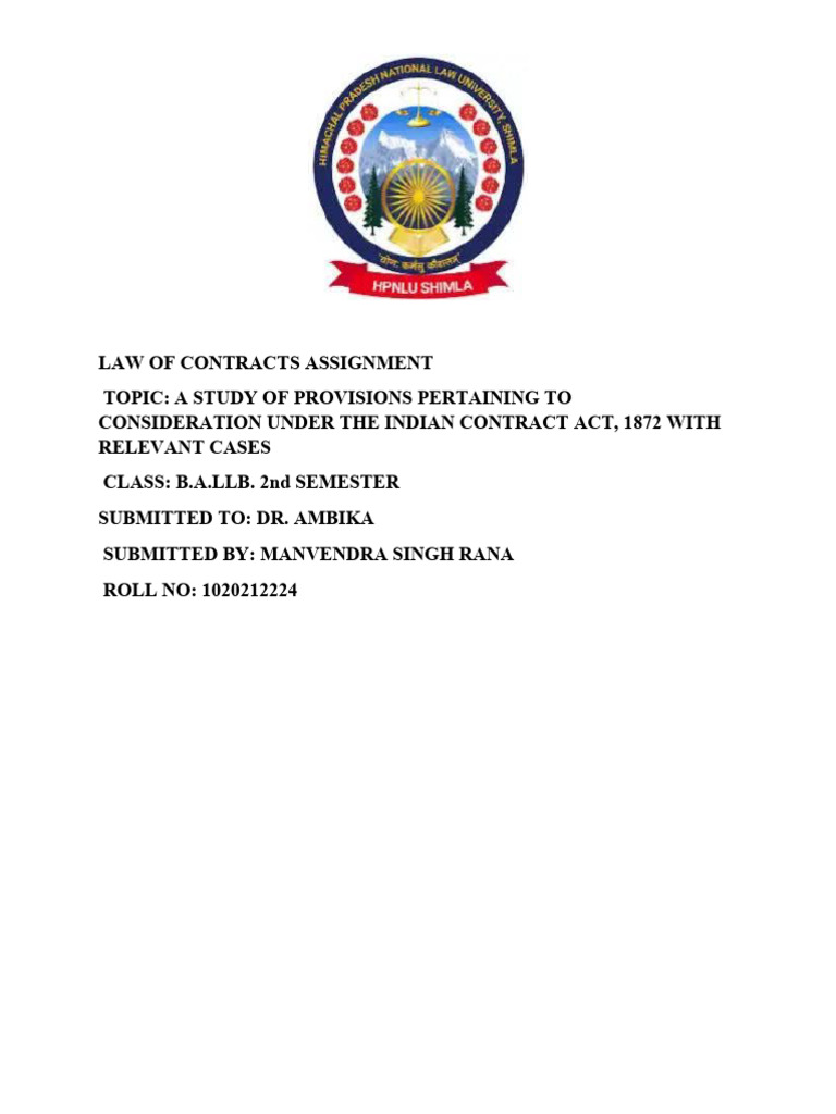 Law of Contracts Assignment | PDF | Consideration | Estoppel