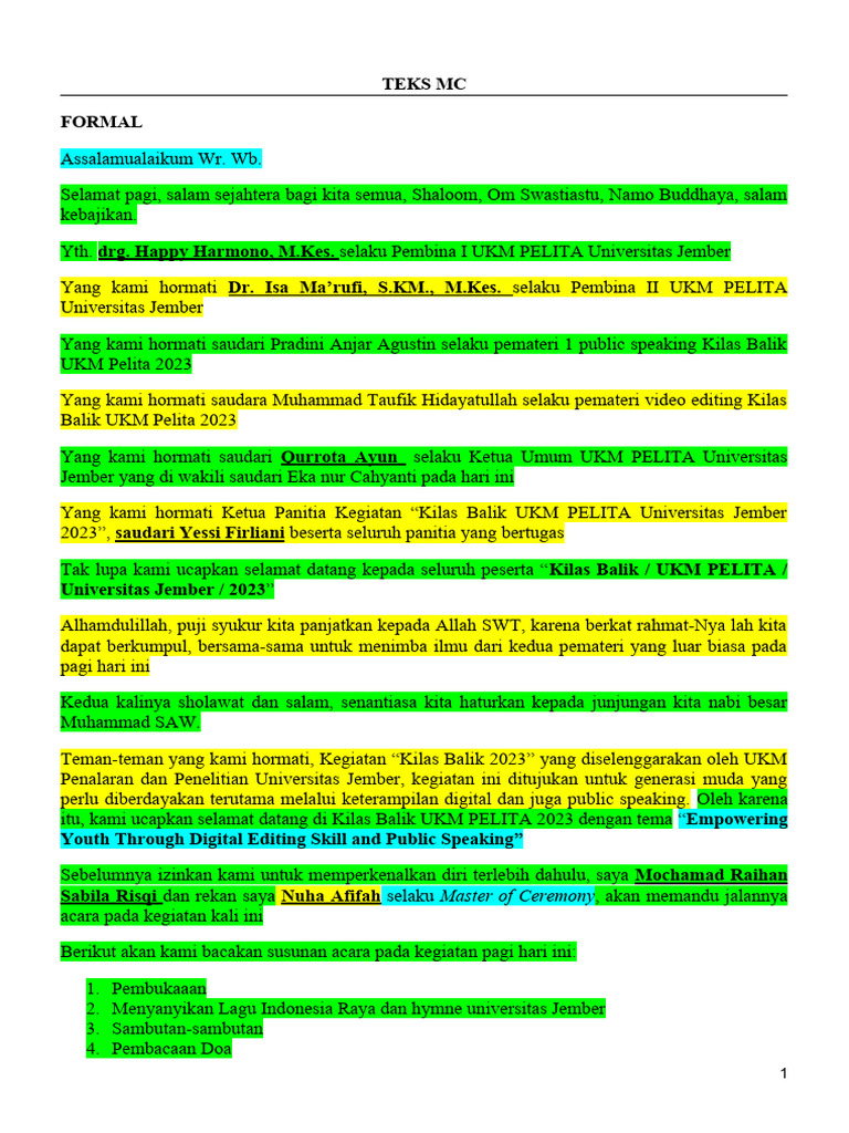 TEKS MC Formal-Informal | PDF