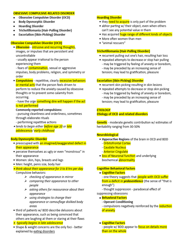 OCD and Related Disorders Overview | PDF | Obsessive–Compulsive ...