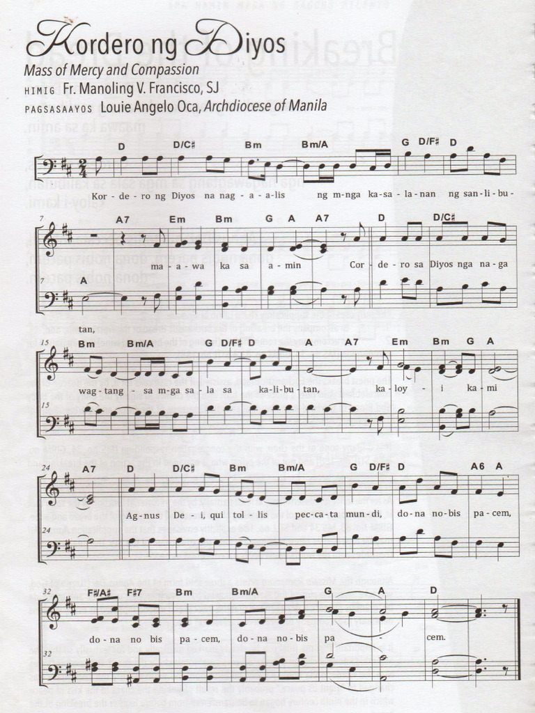 Kordero NG Diyos - Francisco - Papal Visit 2015 (Satb) | PDF
