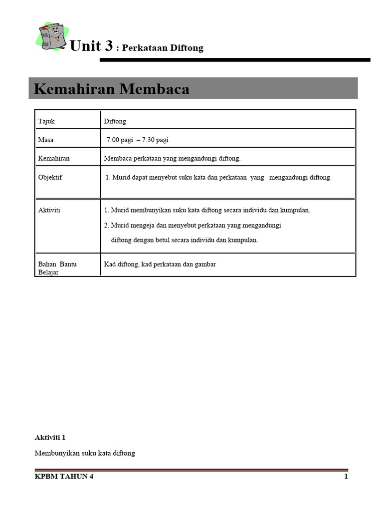 Belajar Diftong: Membaca & Menulis | PDF | Karier & Perkembangan | Kajian Bahasa Asing