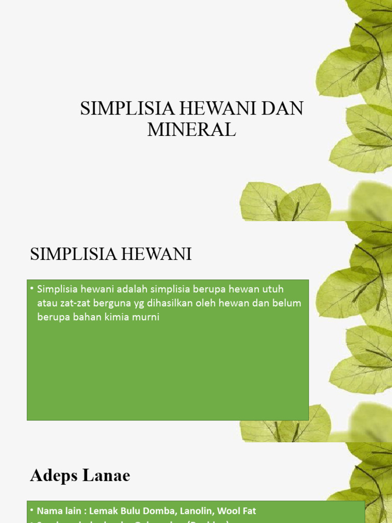 Simplisia Hewani dan Mineral dalam Farmakognosi | PDF
