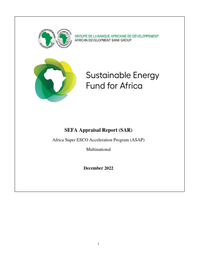 Multinational - Africa Super Esco Accelaration Program Asap - Project Appraisal Report | PDF ...