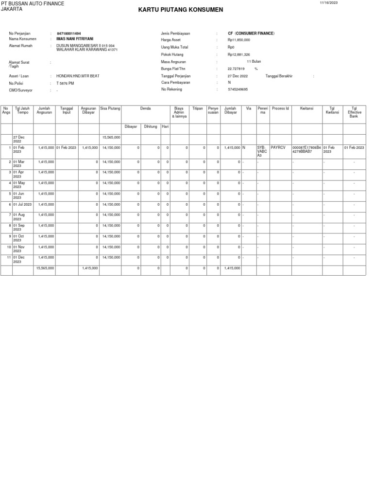 Kartu Piutang New | PDF