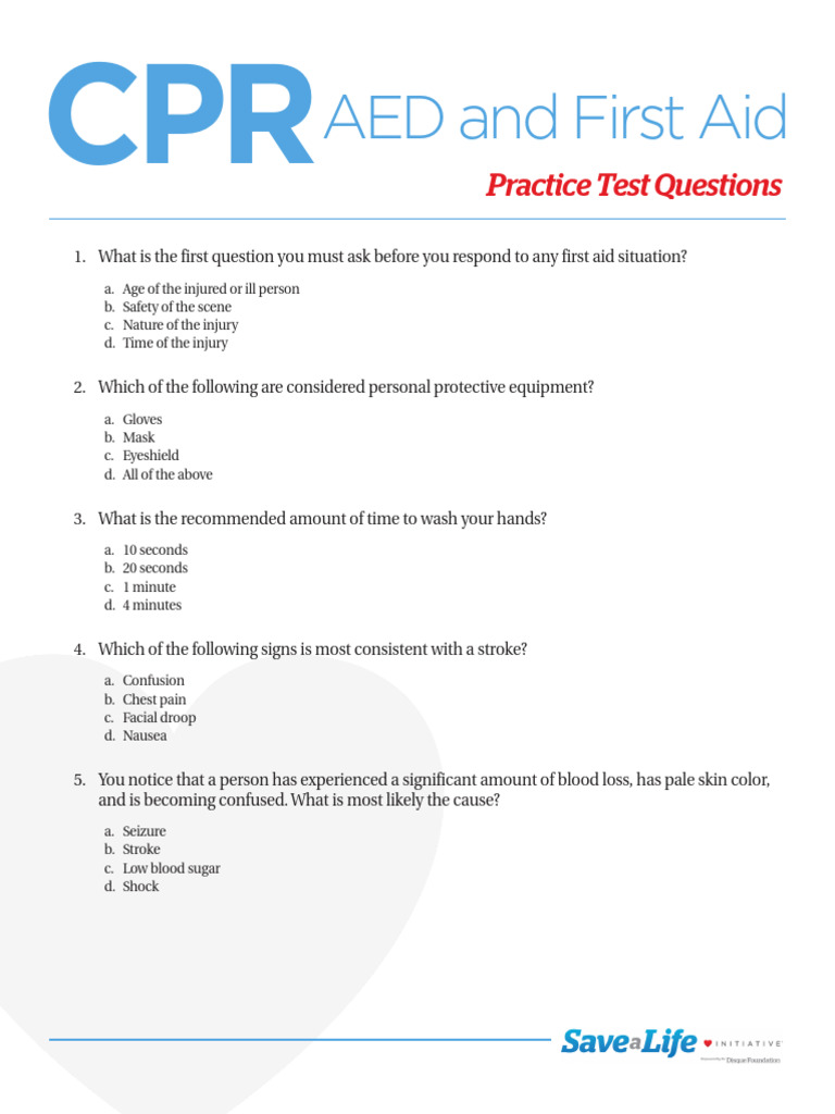 CPR Additional Questions | PDF | Cardiopulmonary Resuscitation | First Aid