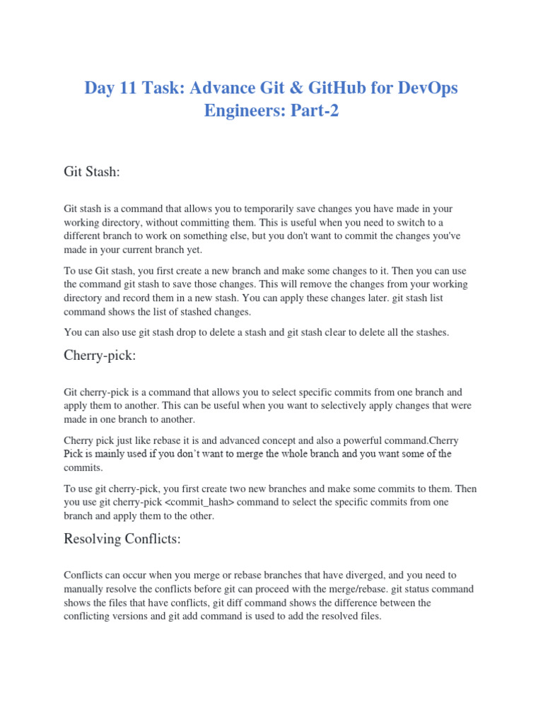 Day 11 Task: Advance Git & Github For Devops Engineers: Part-2 | PDF | Computing | Data Management